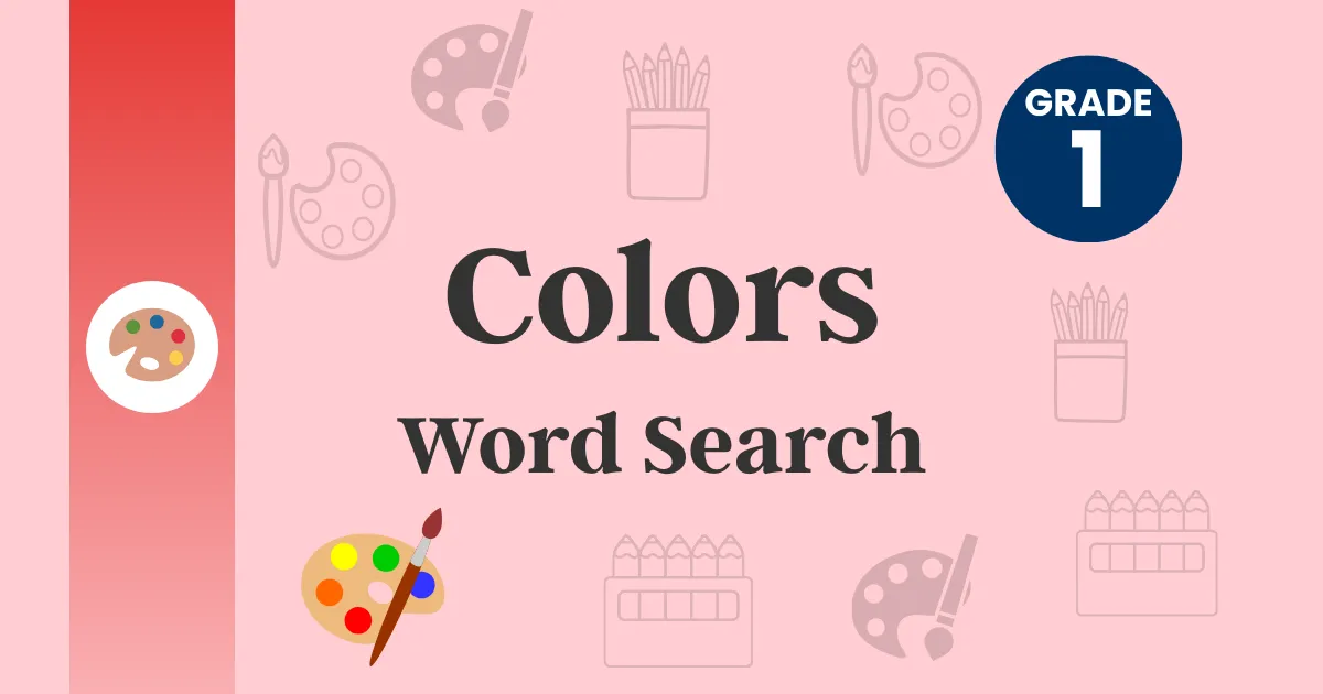 Grade 1 Colors Word Search – 10×10, 10 Words (Printable & Online)