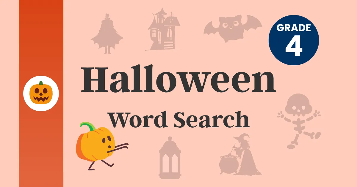 Grade 4 Halloween Word Search – 15×15, 20 Words (Printable & Online)