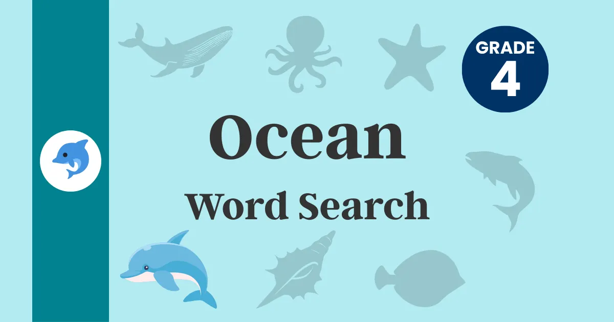 Grade 4 Ocean Word Search – 18×18, 18 Words (Printable & Online)